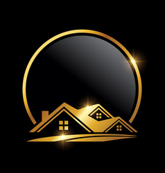 Gold home nature landscape logo Royalty Free Vector Image