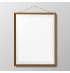 Wooden rectangular 3d photo frame with shadow Vector Image