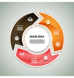 Cyclic diagram with three steps and icons eps 10 Vector Image