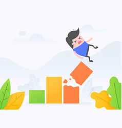 Businesswoman on falling down chart Royalty Free Vector