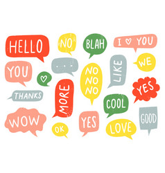 Speech bubbles with dialog words sketch bubble Vector Image