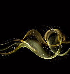 Gold shiny wavy with glitter sparkles background Vector Image