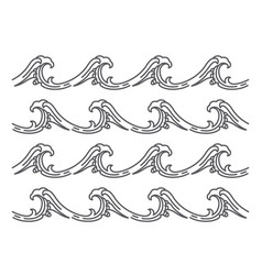 Big wave line art in round shape Royalty Free Vector Image