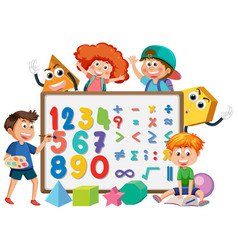 Girl holding sign with math problem Royalty Free Vector