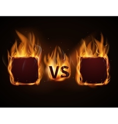 Versus vs letters flame fight background Vector Image