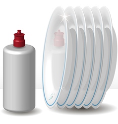 Plates stack in water splash white clean dishes Vector Image