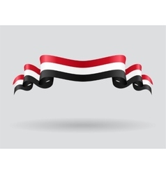 Yemeni flag stripe ribbon wavy background layout Vector Image