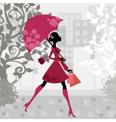 Flower girl with umbrella Royalty Free Vector Image
