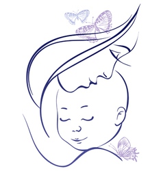 Logotype mother with newborn baby on hands Vector Image