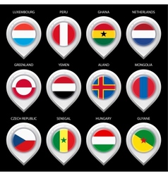 Map pointers with flags europe Royalty Free Vector Image
