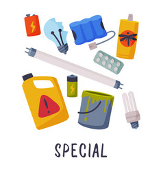 Waste sorting orange trash can with sorted Vector Image