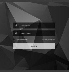 Creative dark login form design template Vector Image