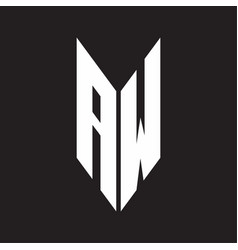 Aw logo monogram with shield line and 3 arrows Vector Image
