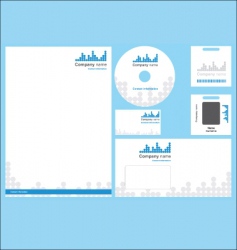 Professional blue branding design kit with cubes Vector Image