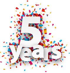 One year paper confetti sign Royalty Free Vector Image