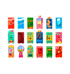 Flat vending machines snacks food ice cold Vector Image