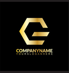 Gold letter r shape logo element Royalty Free Vector Image