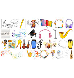 Isolated set musical instruments Royalty Free Vector Image