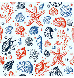 Seashell seamless pattern Royalty Free Vector Image