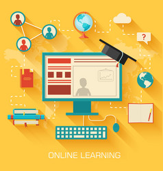School online e-learning e-book media connect Vector Image