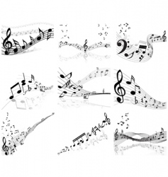 Music with falling notes on white Royalty Free Vector Image
