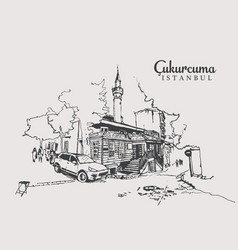 Drawing sketch galata tower istanbul Royalty Free Vector