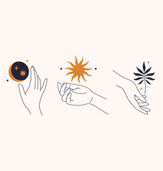 Hands from holes set Royalty Free Vector Image