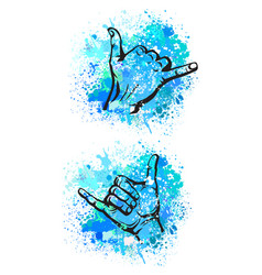 Shaka sign hang loose silhouette Royalty Free Vector Image