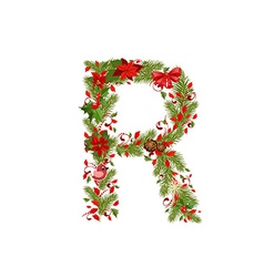 Christmas floral tree letter l Royalty Free Vector Image