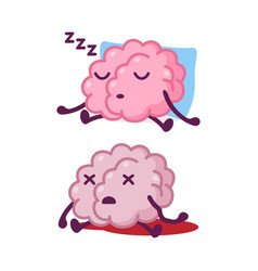 Pink human brain characters in different Vector Image