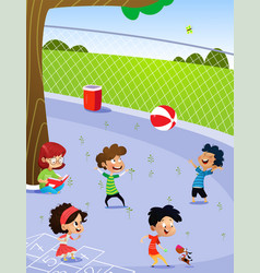 Children playing games in the park Royalty Free Vector Image