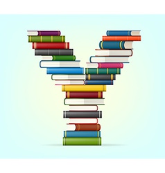 Alphabet from stacks of multi colored books Vector Image