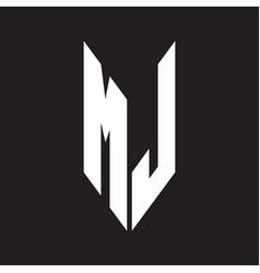 Mj logo monogram with shield shape isolated blue Vector Image