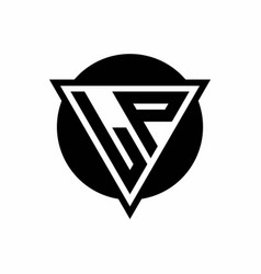 Lp logo with triangle shape and circle Royalty Free Vector