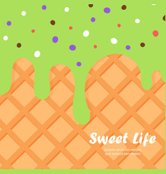 Wafer seamless pattern background ice cream cone Vector Image