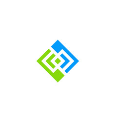 Square connect colored technology logo Royalty Free Vector