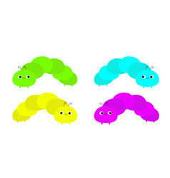 Caterpillar insect icon set crawling Royalty Free Vector