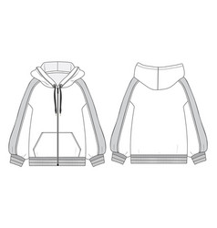 Fleece jacket tecnical fashion flat sketch Vector Image
