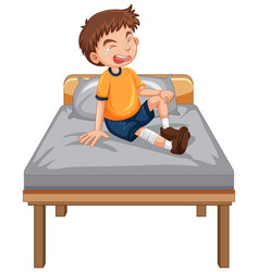 Boy with broken leg Royalty Free Vector Image - VectorStock