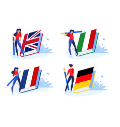 Students learning english language online Vector Image