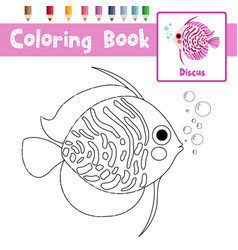 Coloring page fish animal cartoon character Vector Image
