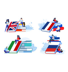 Students learning english language online Vector Image