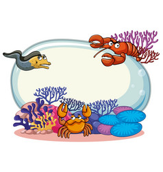 Border template with sea animals underwater Vector Image