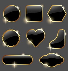 Black interface buttons 3d set of ui icons Vector Image