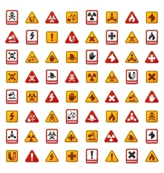 Hazard warning signs caution icons Royalty Free Vector Image