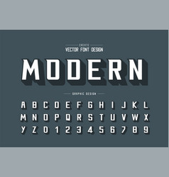 Shadow alphabet font type letters and numbers Vector Image