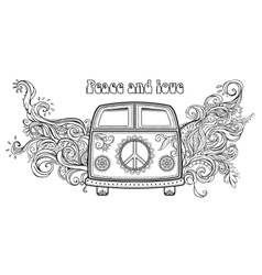 Floral-vintage-van-line-art Royalty Free Vector Image