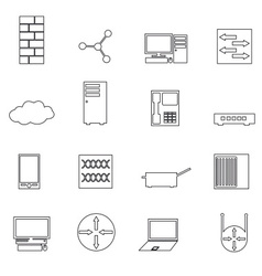 Computer line icon set device symbols collection Vector Image