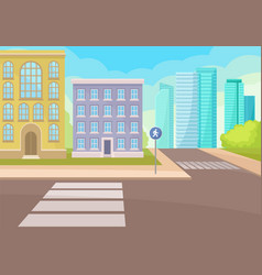 Cartoon city street intersection Royalty Free Vector Image