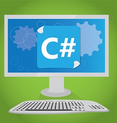 Basic programming language on the laptop Vector Image